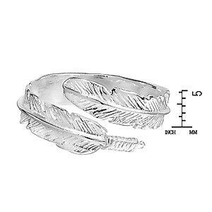 AeraVida Spiritual Embrace Feather Wrap .925 Sterling Silver Ring | Adorable e Wedding Rings For Women | Trendy Comfort Fit Silver Rings for Women | Promise Ring | Sterling Silver Rings Sizes (8)