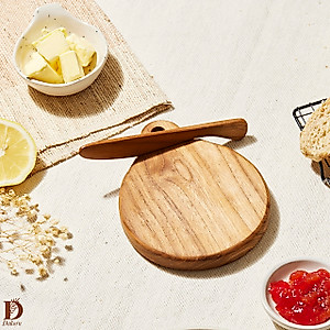 Dakorn Tiny Wooden Chopping Board 5", Mini Cutting board with handle for small fruit on Drink corner, Bar Cabinet & Butter Knife, Butter Spreader, Breakfast Spreads…