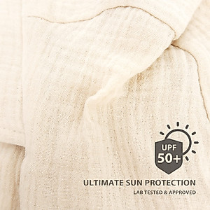 JELLYTREE Newborn Baby Hat Brimmed Sun Bonnet Muslin Double Gauze Cotton Infant Fashion Beanie Toddler Cap, Beige, XS