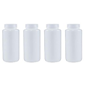 LUERFLEX 1000ML 32OZ Nature Wide Mouth HDPE Plastic Reagent Bottles with Caps Pack of 4
