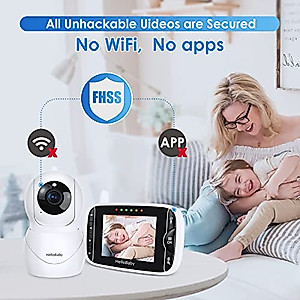 HelloBaby Monitor with Camera and Audio, IPS Screen LCD Display Video Baby Monitor No WiFi Infrared Night Vision, Temprature, Lullaby, Two Way Audio and VOX Mode (HB66)