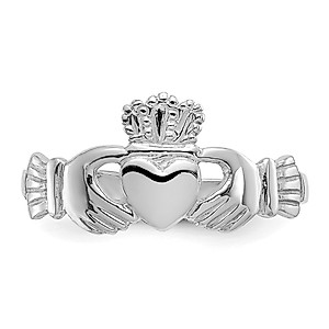 Solid 14k White Gold Ladies Irish Claddagh Celtic Ring Band Size 6.5