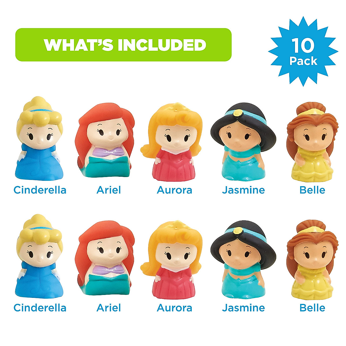 Disney Princess 10 Pc Finger Puppet Set - Party Favors, Educational, Bath Toys, Story Time, Floating Pool Toys, Beach Toys, Finger Toys, Playtime