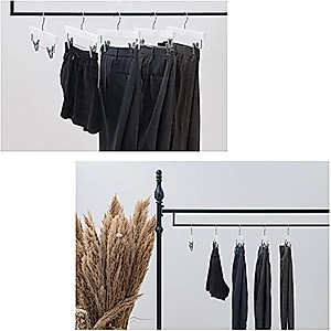 Better to U White Wooden Pants Hangers, Solid Wood Bottom Trousers Jeans Skirt Hangers with Clips (20 Pack)