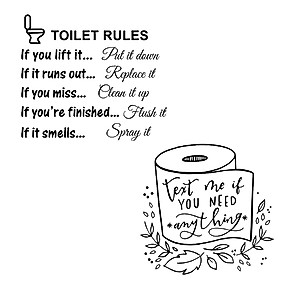 NC Home Stickers Toilet Rules Bathroom Decals Wall Quotes Vinyl Stickers Wall Art Decor for Bathroom Large Wall Sticker Home Decorations.