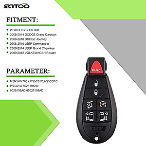 SCITOO 1PC Replacement for 6 Buttons Keyless Entry Remote Car Key Fob Case Pad Outer shell 2008-2014 Jeep Grand Cherokee Volkswagen Dodge Grand Caravan Journey FCC IYZC01C