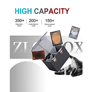 ZLCA Card Deck Box with Dice Tray for MTG Cards, 200+ Card Storage Box Fits for TCG CCG, PU Leather Strong Magnet Collectible Card Case (Black)