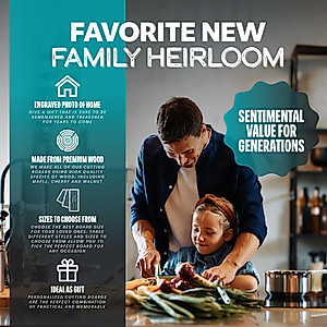 Blue Ridge Mountain Gifts for New Homeowners - Personalized Wood Cutting Board - Laser Engraved Custom Chopping Boards - Meaningful Couples or Housewarming Gift - Elegant House Image - Unique Decor