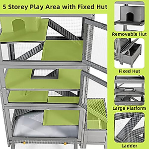 Hamster Cage 55" H 6-Tier Large Critter Nation Cage for Chinchilla Ferret Rat Squirrel Lizard Chameleon Small Animal W/Removable Tray and Wide Ramp, Anti-Chewing, Grey