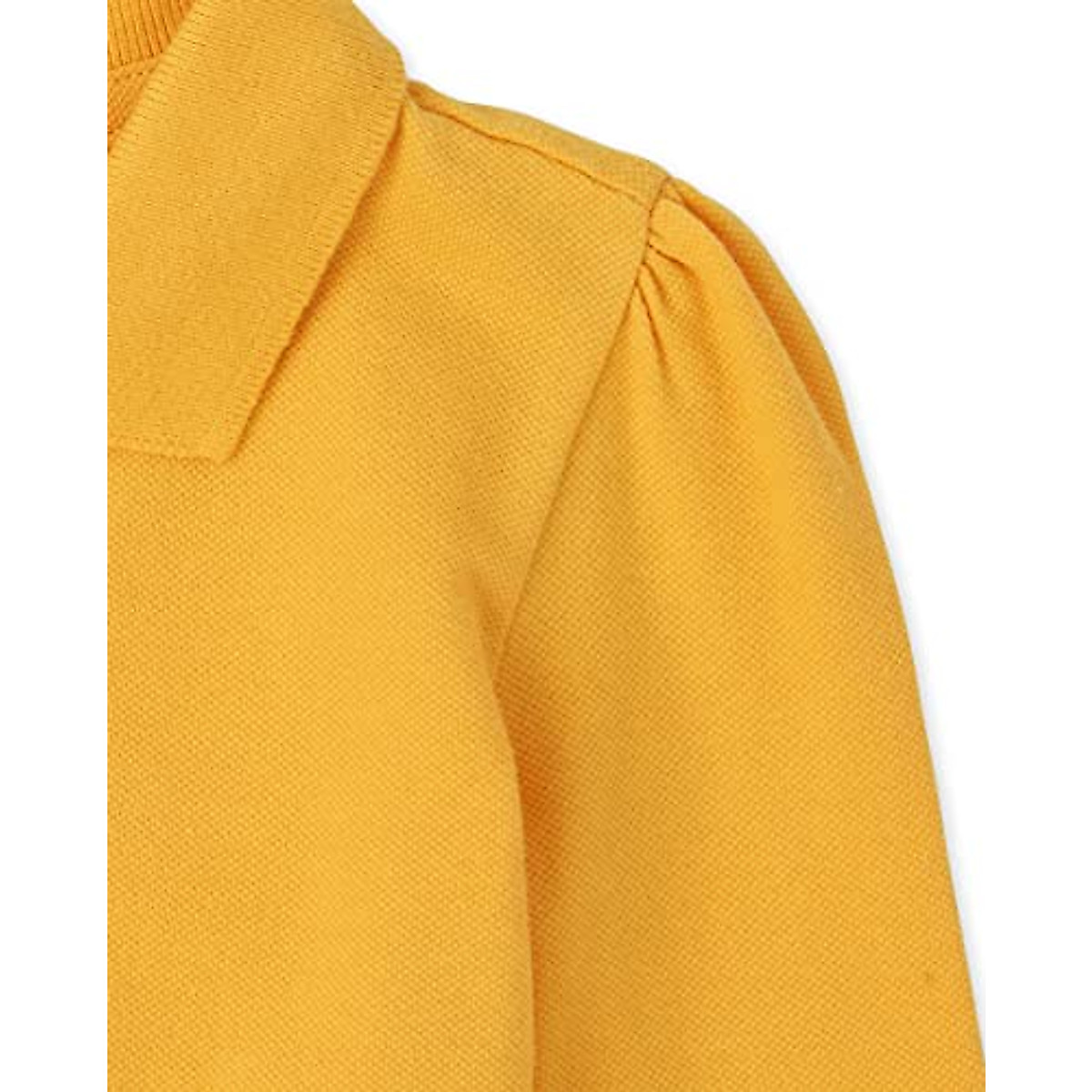 The Children's Place Baby Girls and Toddler Girls Long Sleeve Ruffle Pique Polo, Yellow Pencil, 2T