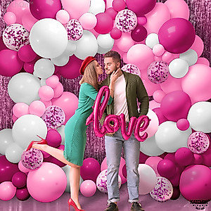 KatchOn, Hot Pink Balloon Arch Kit for Pink Party Decorations - 18 Inch, Pack of 177 | Pink Confetti Balloons | Pink And White Balloons for Pink Birthday Decorations | Pink Disco Party Decorations