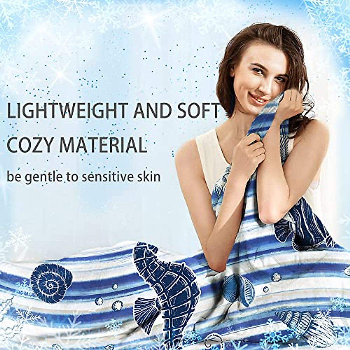 Cooling Blankets for Hot Sleepers, Night Sweats Summer Blanket Lightweight Double Sided Cool Effect, Soft Cold Blankets for Hot Sleepers Sleeping 51"x67" Absorb Heat Keep Cool(Ocean Theme)