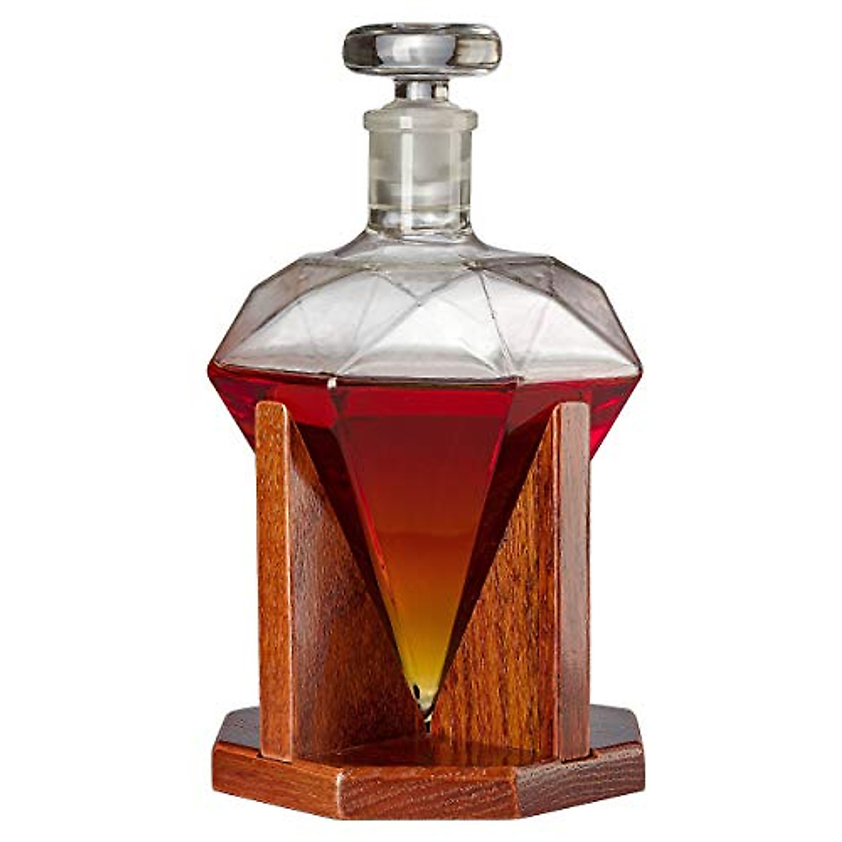 Diamond Decanter For Whiskey, Liquor, Scotch, Rum, Bourbon, Vodka, Tequila Decanter, The Wine Savant 750ml - Gifts For Men & Women Clear