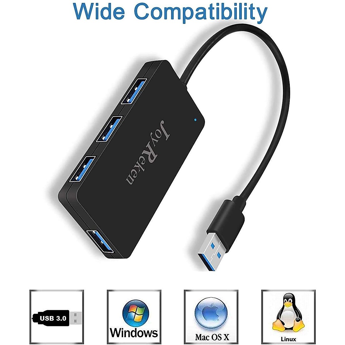 USB 3.0 Hub, JoyReken Ultra Slim 4-Port USB 3.0 Data Hub Portable Super Speed for MacBook, Mac Pro/Mini, iMac, XPS, Surface Pro, Notebook, PC, USB Flash Drives, Mobile HDD, and More[Upgraded]