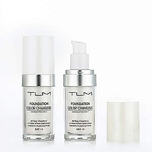 TLM Foundation Color Changing,TLM Colour Changing Liquid Foundation Hides Wrinkles & Lines, BB Cream Makeup Base Concealer Cover Moisturizing Fluid for all Skin Tone SPF15-30ML
