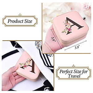 Stocking Stuffers for Women Teens, Christmas Gifts for Teen Girls Trendy Stuff Travel Jewelry Box Case Organizer Personalized Birthday Gifts Easter Basket Stuffers Mothers Day Mom Gifts, Initial A