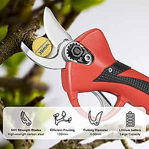 Brushless Cordless Pruning Shears, 20V Electric Pruner Battery Powered, 1 Inch Cutting Diameter, Tree Branch Pruner Garden Shears 2pcs Backup Rechargeable Battery, 3-4 Working Hours