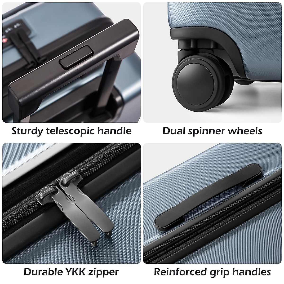 COOLIFE Luggage Suitcase Piece Set Carry On ABS+PC Spinner Trolley with pocket Compartmnet Weekend Bag (Sakura pink, 2-piece Set)