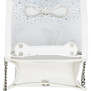 Betsey Johnson Clear Convertible Bag w/Rhinestone Bow, White