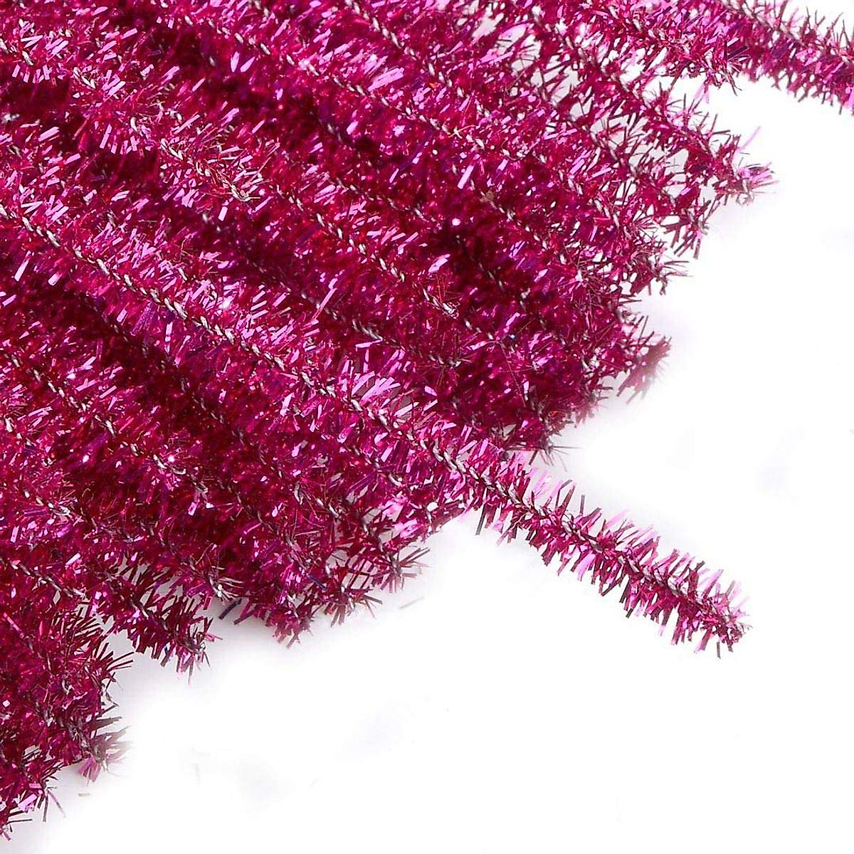 100pcs Pipe Cleaners Chenille Stems for DIY Art Supplies Craft Projects 6mmx30cm Christmas Pipe Cleaners Decoration, Glitter Pink