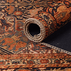 Superior Large Indoor Area Rug, Modern Floor Decor for Living/Dining, Bedroom, Kitchen, Office, Entry, Flat-Weave, Medallion, Wildlife, Cotton Backing, Copley Collection, 10' x 14', Brown