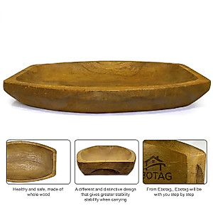 Wood Dough Bowl 17.75", Long Decorative Bowl, Wooden Fruit bowls, Wood Bread Bowl, Wood Bowls for decor, Living Room Accessories, Table Centerpieces For Dining room, Hand Carved Wooden Bowl