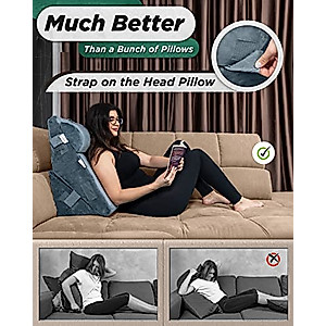 Lunix 3pcs Orthopedic Bed Wedge Pillow Set, Post Surgery Memory Foam for Back, Leg & Knee Pain Relief, Sitting Pillow, Adjustable Pillows for Acid Reflux and GERD for Sleeping, with Hot Cold Pack