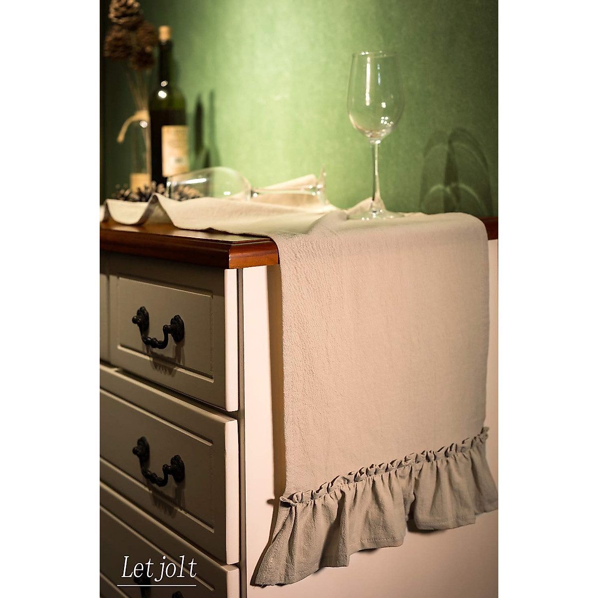 Letjolt Cotton Shabby Chic Table Runner Farmhouse Table Runner 12x72 Inches Rustic Table Ornaments, Natural