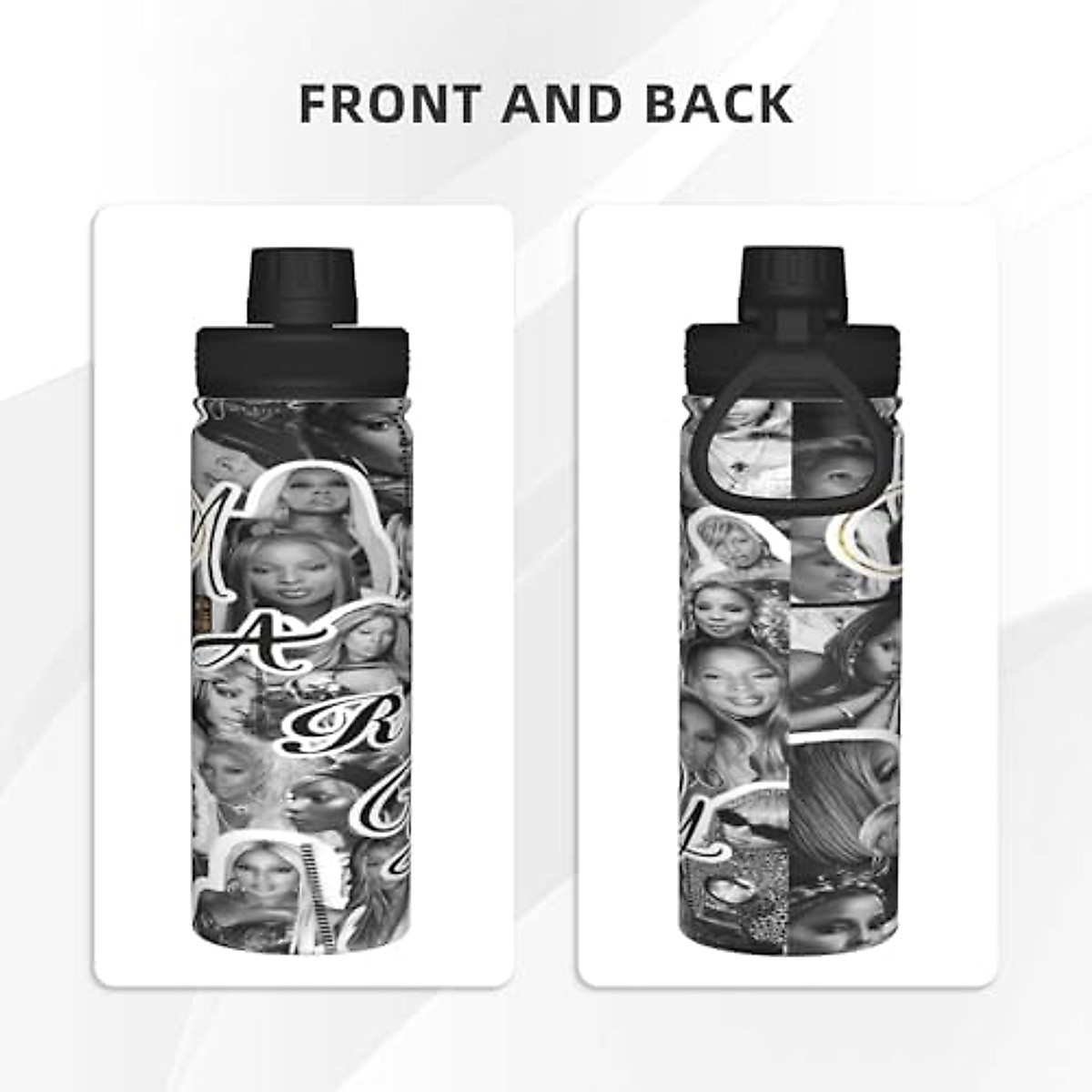 HIKTIEK Mary J Musics Blige Stainless Steel Insulated Tumbler Sports Water Bottle Hot and Cold Travel Cup 18oz