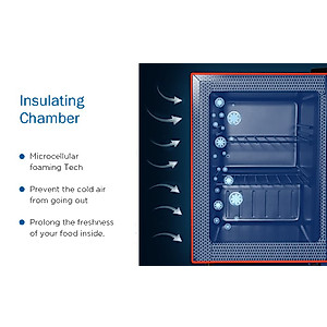 ADT Mini Freezer with Display Glass Door 2.1 Cu Ft Small Freezer with 2 Removable Shelves 7 Temperature Settings -8°F to 14°F Perfect for Liquor and Ice Cream