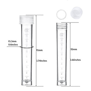 BKMAMLAB 50PCS 10ml Plastic Small Vials with Screw Caps Sample Tubes Cryotubes,PP Material, Free from DNase, RNase, Human DNA
