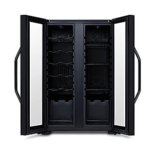 NewAir 12 Bottle/ 39 Can Wine Cooler Refrigerator | Shadow Series | Dual Temperature Zones, Freestanding Mirrored Wine and Beverage Fridge with Double-Layer Tempered Glass Door & Compressor Cooling