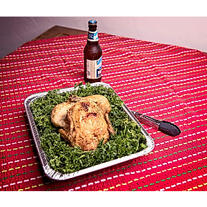 J-Line Design Aluminum Foil Disposable Roasting Broiler Pan - Half Size Steam Table Pan - 13 x 10 x 2.5 Inch - 18 Pack - Complete with Silicone Basting Brush and Stainless Steel Mini Tongs