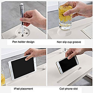 Bedside Table Mobile Medical Overbed Table, Home Office Study Writing Laptop Table Coffee Table, Student Bedroom Breakfast Table Study Reading Writing Desk PC Laptop Table for Living Room (Beige)