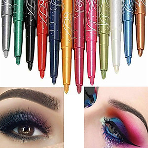 KAIQIKAIXI Waterproof Eyeliner, 12 Color Eyeliner, Eye Shadow Pencil, Eyebrow Pencil, Lip Liner, Multifunctional Color Painting Cosmetic Tool. (12Pcs)