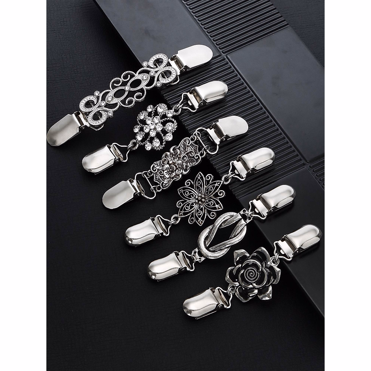 Hicarer 6 Pieces Vintage Shirt Dress Cardigan Clip, Waist Clip for Women, Sweater Shawl Brooch Jacket Clip for Clothing (Vintage Style)