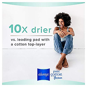 Always Pure Cotton with Flexfoam Pads, Size 1,Regular Absorbency (3 Packs of 14-36 Count Total)