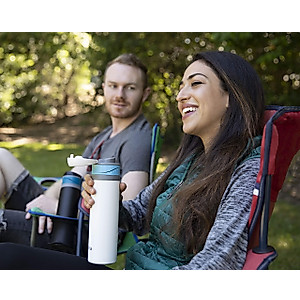 MIRA 16 oz Lightweight Insulated Travel Mug for Coffee, Tea - Stainless Steel One Touch Lid Tumbler - Keeps Hot or Cold - White