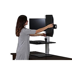Victor DC450 Dual Monitor Electric Standing Desk, Black, 28 inch Wide Work Surface, Compatible with Any Standard Desk, Monitor Mount Included