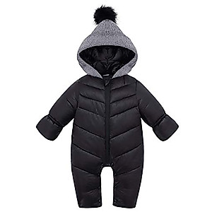 Happy Cherry Baby Boys Girls Snowsuit Hooded Down Jumpsuit Winter Warm Coat Infant Zipper One Piece Puffer Romper