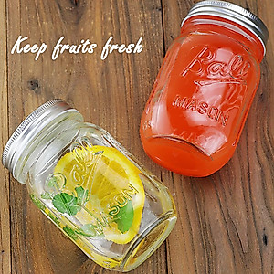 Showvigor 2 Pack Wide Mouth Mason Jars 16oz Glass Canning Jars with Detachable Airtight Lids for Preserving, Jam, Honey, Jelly, Wedding Favors, Sauces, Meal Prep, Overnight Oats, Salad, Yogurt