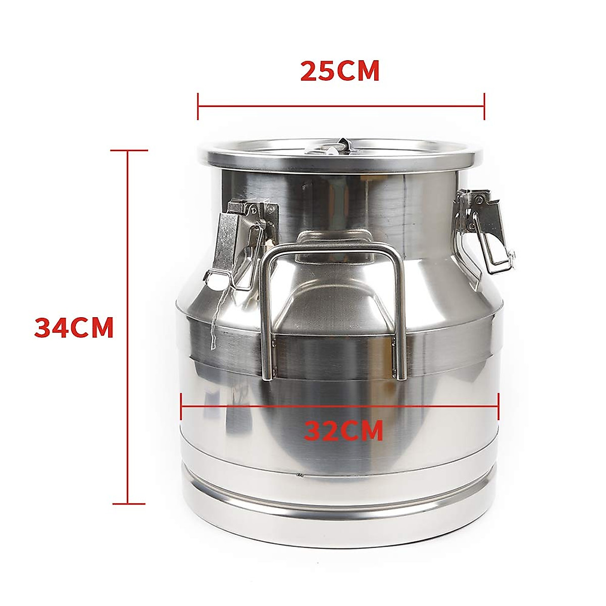 Milk Can with Sealed Lid, Stainless Steel Milk Transport Cans Wine Pail Bucket Tote Jug Pot Oil Liquid Storage Barrel with 2 Handles Sealed Silicone Anti-Leak Ring Lock Belt 20L 5.28 Gallon