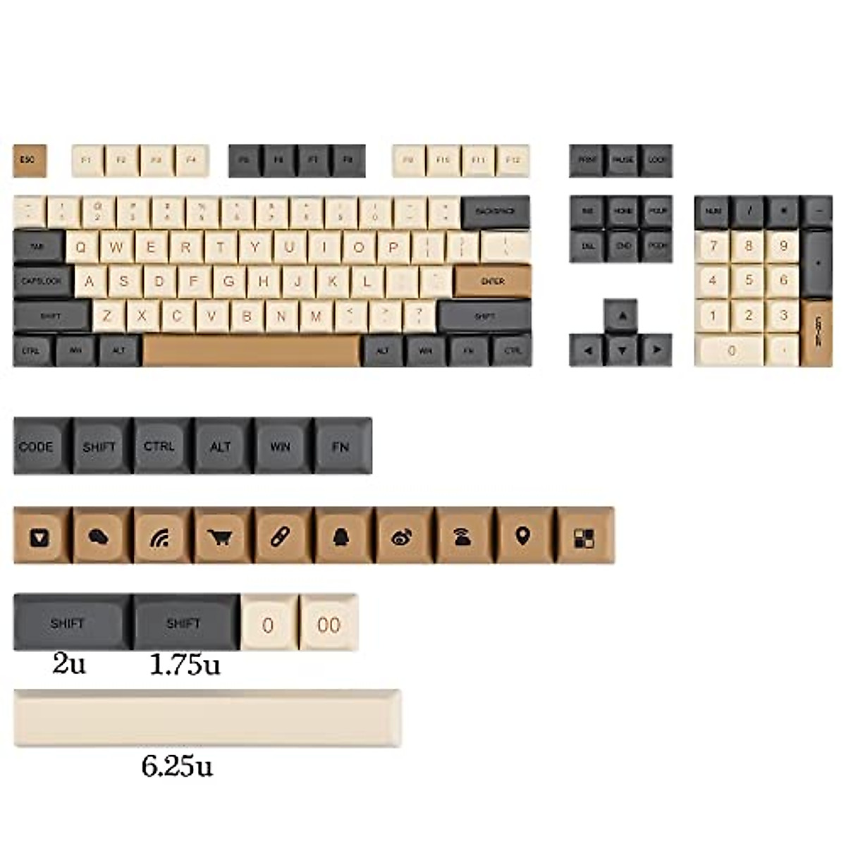 Guffercty kred XDA Profile Keycaps 125 Retro PBT Key Cap Cover Set Dye ...