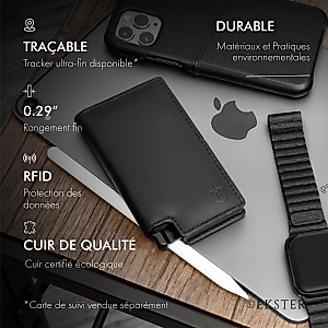 Ekster Parliament Men's Wallet | RFID Blocking Leather Minimalist Wallet | Slim Wallet for Men - Designed for Quick Card Access with Push Button (Nappa Black)