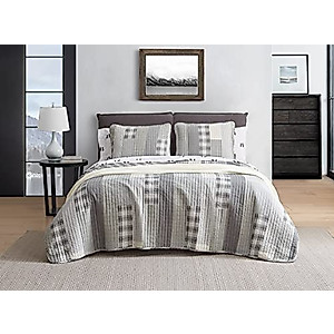 Eddie Bauer Home - Queen Quilt Set, Cotton Reversible Bedding with Matching Shams, Home Decor for All Seasons (Fairview Grey, Queen)