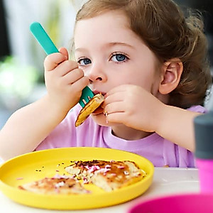 bobo&boo Colorful Plant-Based 7.5 inch Kids Plates for Toddler Eating – Set of 3, Plant-Based, Melamine-Free And Microwave Safe – Eco-Friendly Toddler Plate Set for Boys and Girls - Tropical