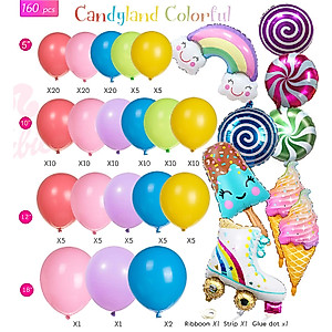 Pastel Candyland Balloon Garland Kit 160pcs Pink Purple yellow Candy ice cream balloon arch for two Sweet one Summer Sprinkle birthday party decorations