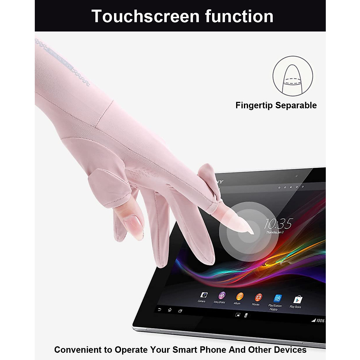 SUJAYU UV Protection Gloves Driving Gloves Women, Full Finger UV Gloves Sun Gloves Sun Protection Gloves, Thin Gloves UV Light Gloves Women Cycling Gloves for Women (Pink)