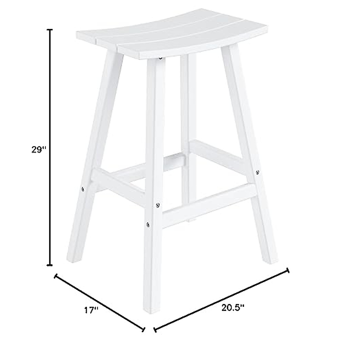 WO Home Furniture Patio Bar Stools Set of 2 PCS Outdoor Adirondack 29" in Saddle Stools for Porch, Backyard, BarBQ, Party, Events (White)