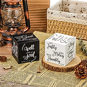 2 Pcs Bible Verse Mini Wood Signs Christian Decor Be Still and Know Religious Sign Wooden Scripture Desk Decor Rustic Bible Verse Blocks Home Scripture Word Plaque, 3.35 Inch (Vivid Style)